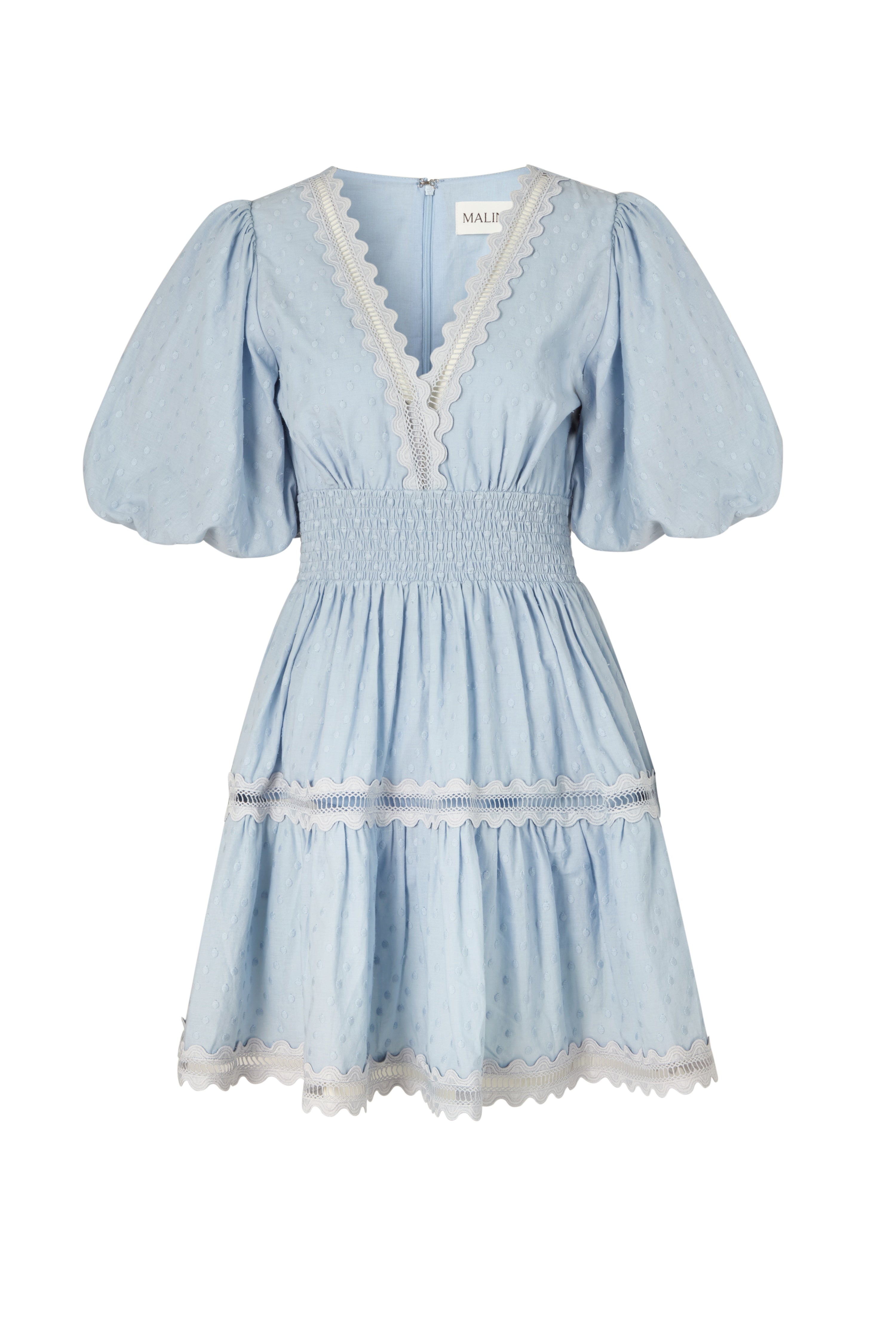 MALINA - Kjoler - Elvira V-Neck Mini Dress - Dusty Blue - Villoid