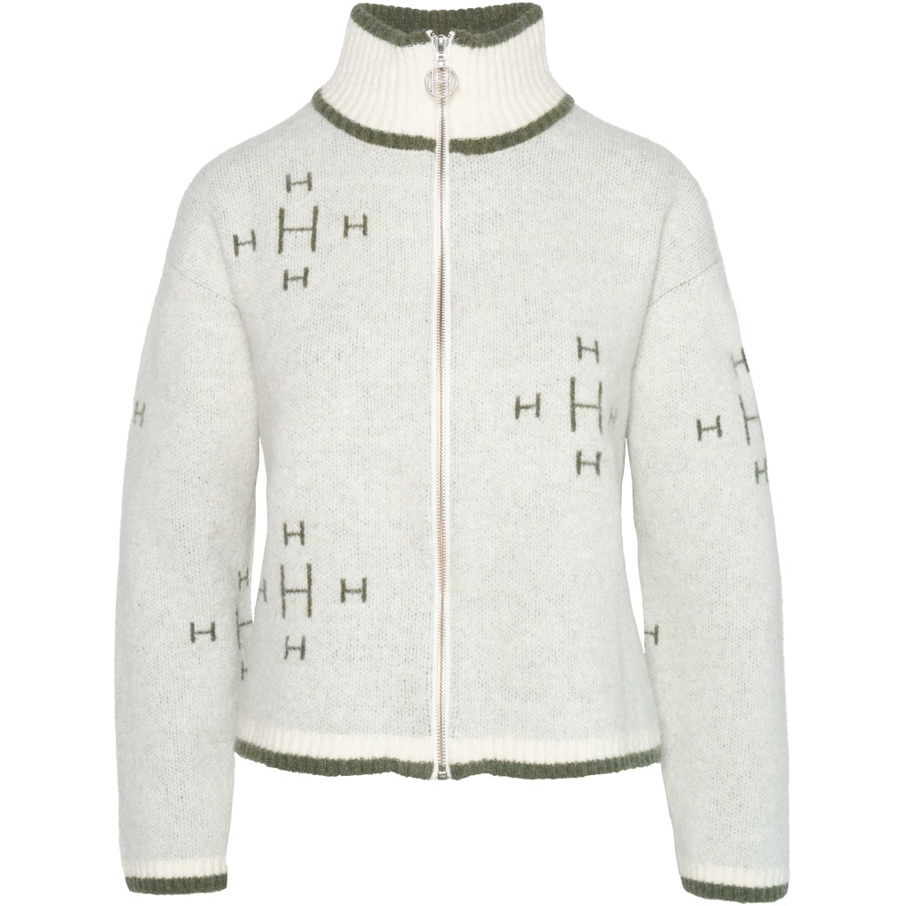 HÉST - Gensere - Iben Zip Jacket - White Alyssum/Green - Villoid