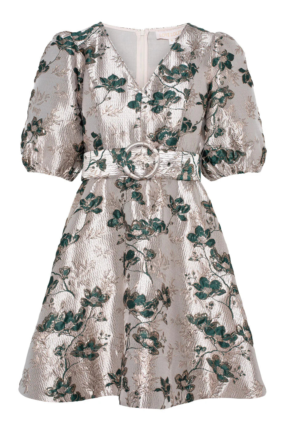 Love Lolina - Kjoler - Benadotte Mini Dress - Green Flower - Villoid