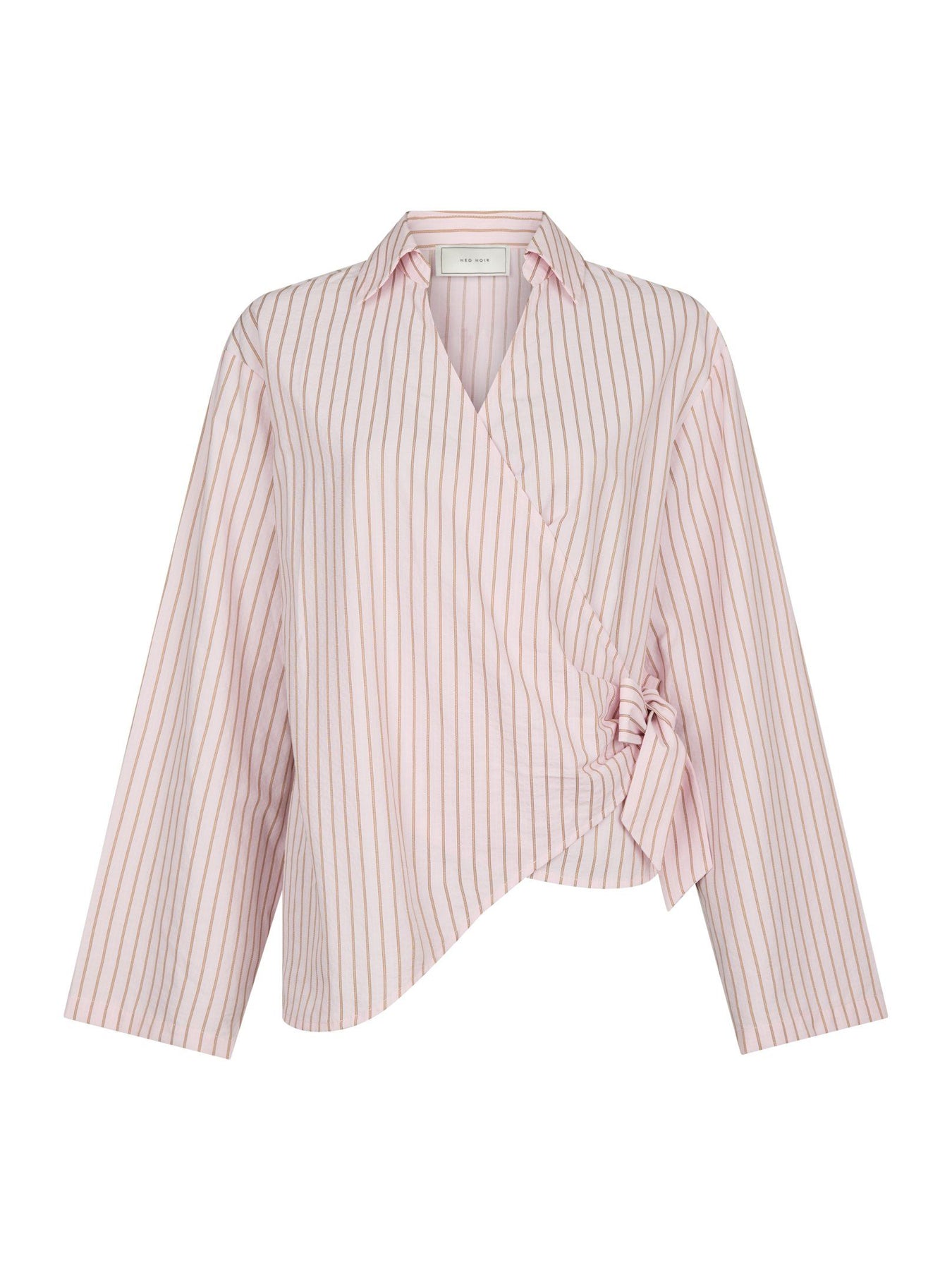 Neo Noir - Bluser & skjorter - Tifuna Stripe Wrap Shirt - Light Pink ...