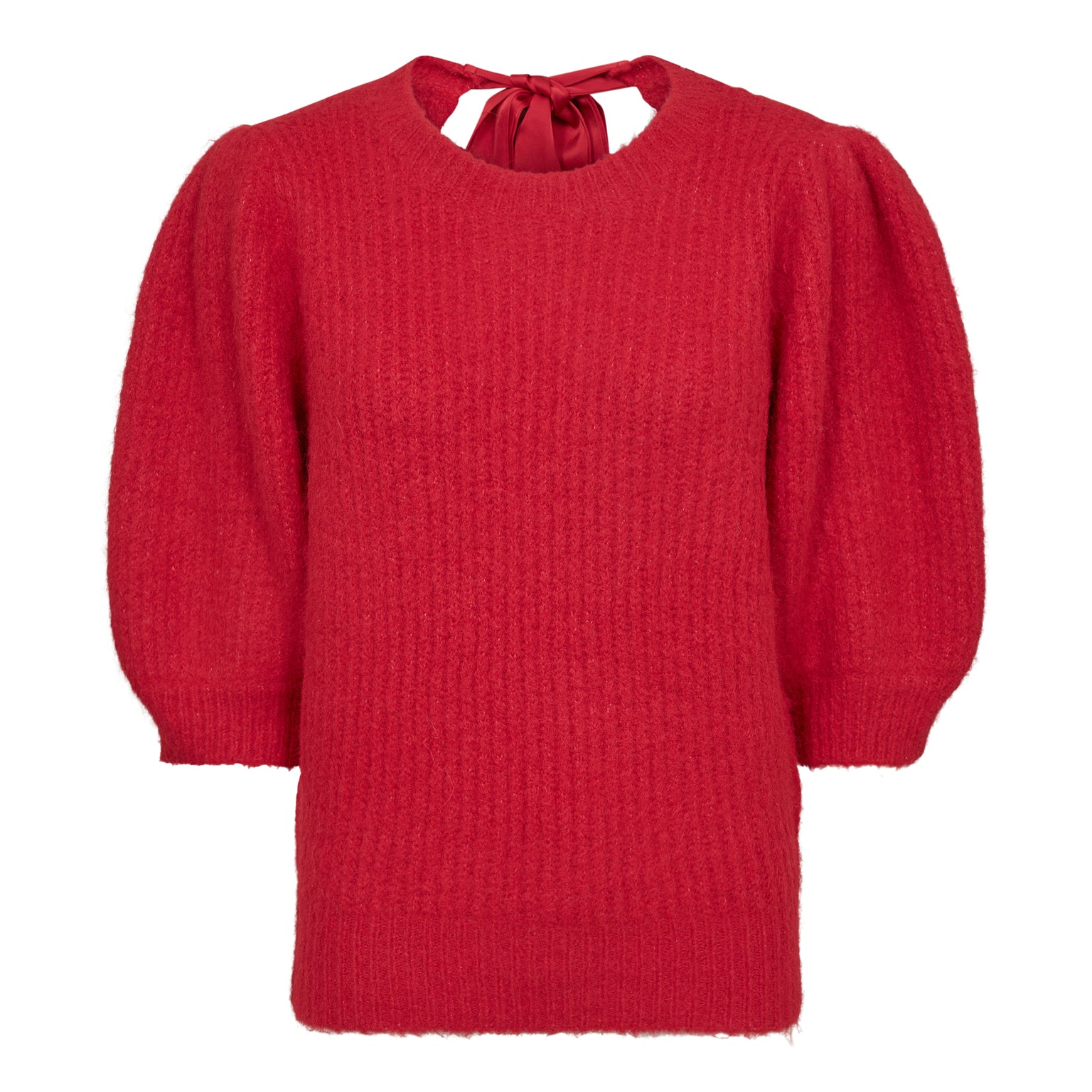 Co'Couture - Gensere - Coraliecc Bow Rib Knit - Flame - Villoid