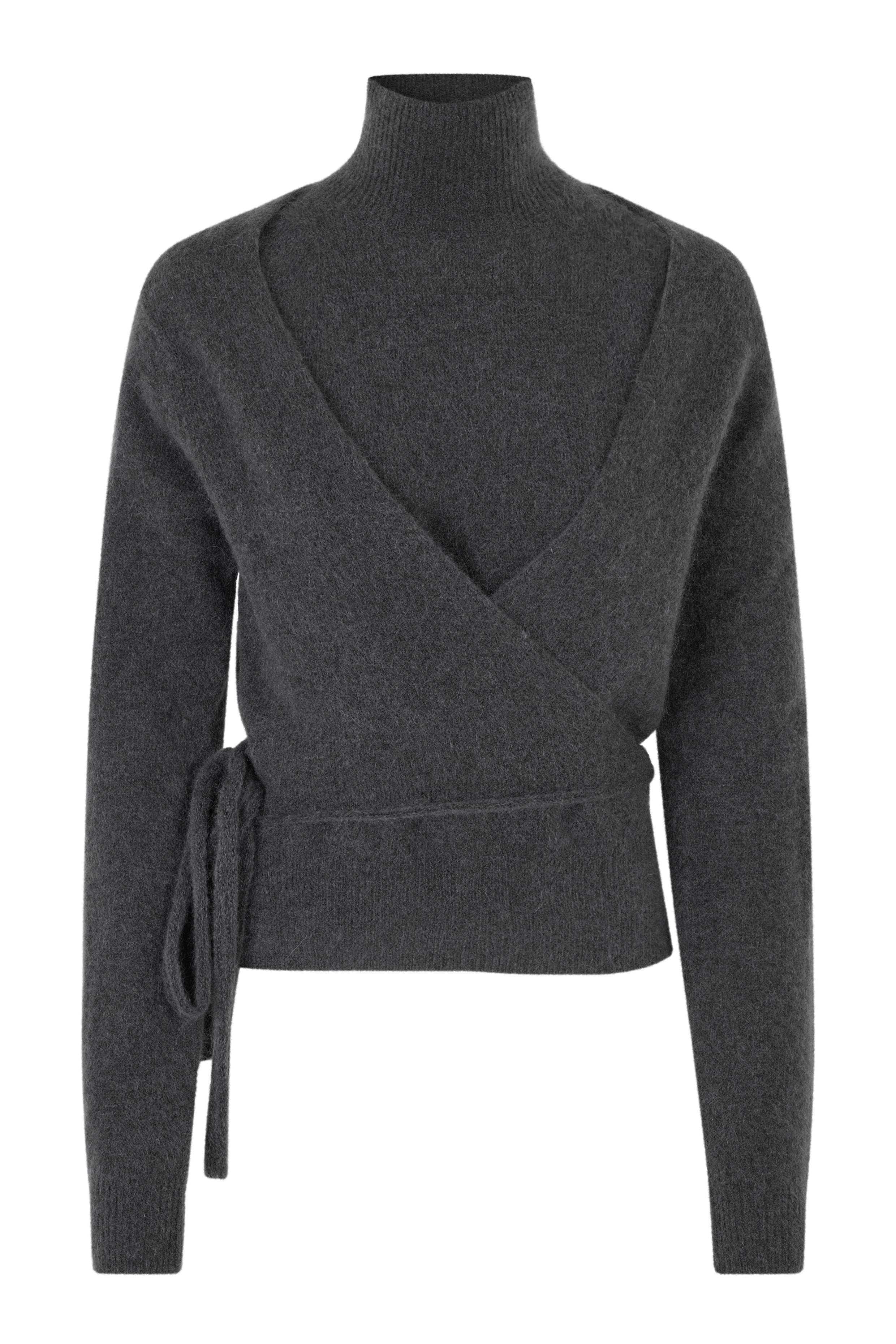 Second Female - Gensere - Brookline Knit Wrap T-Neck - Volcanic Ash ...