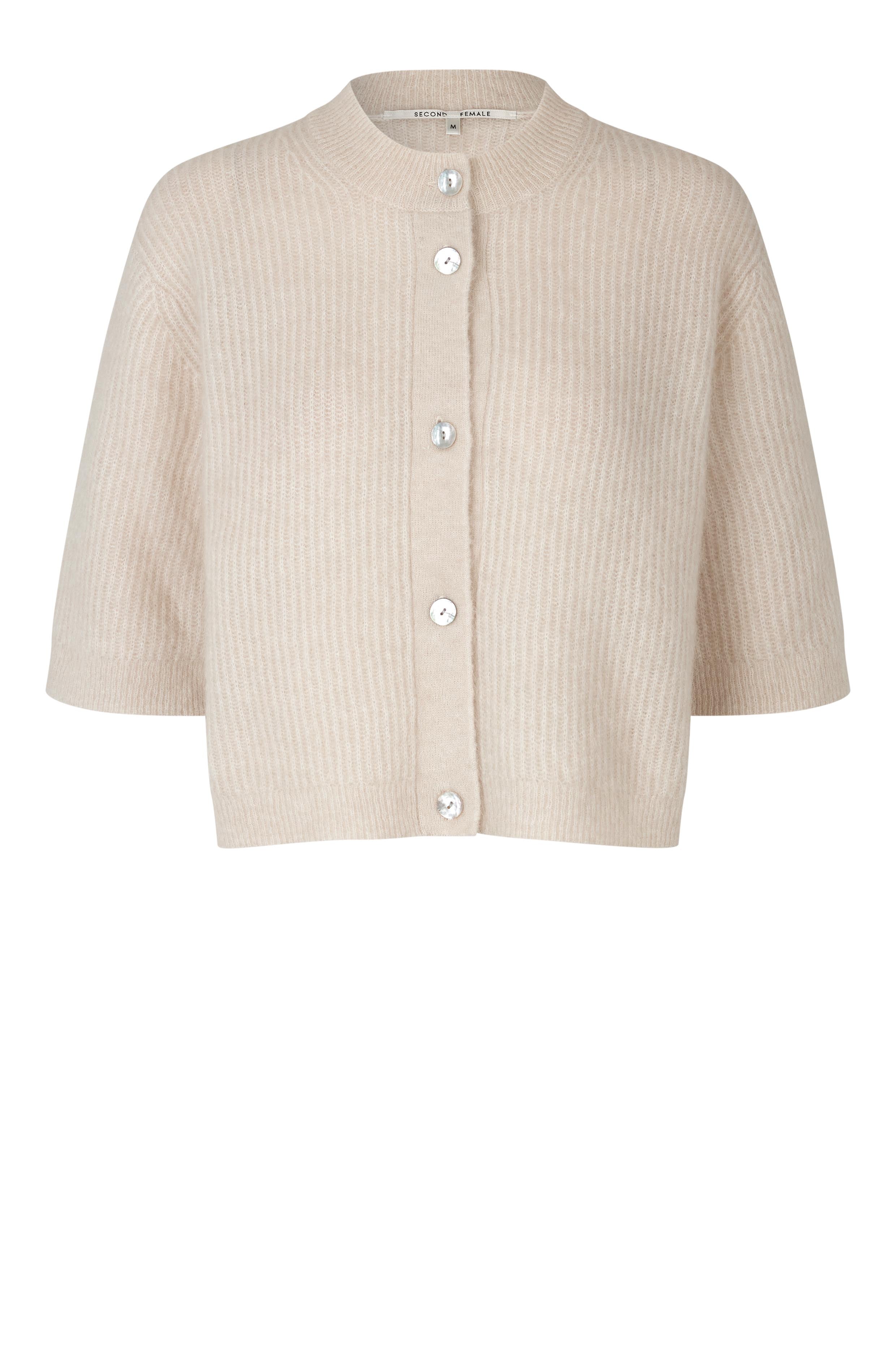 Second Female - Gensere - Andrea Knit Rib Cardigan - Pumice Stone - Villoid