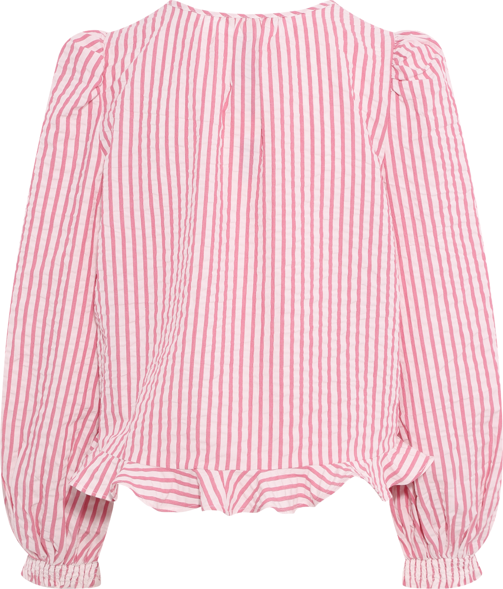 byTiMo - Bluser & skjorter - Seersucker Bow Blouse - Pink Stripe - Villoid