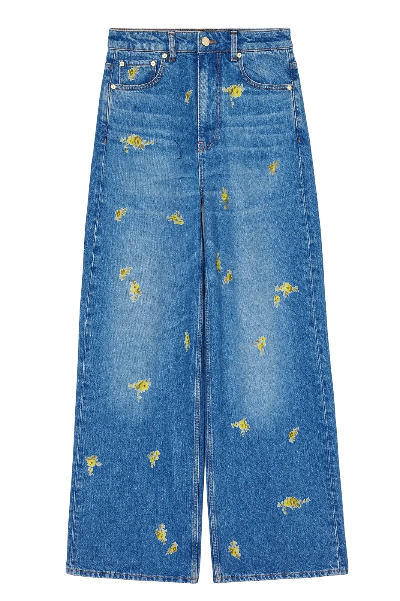 Ganni - Jeans - Printed Flower Denim Lari Jeans - Light Blue Vintage ...