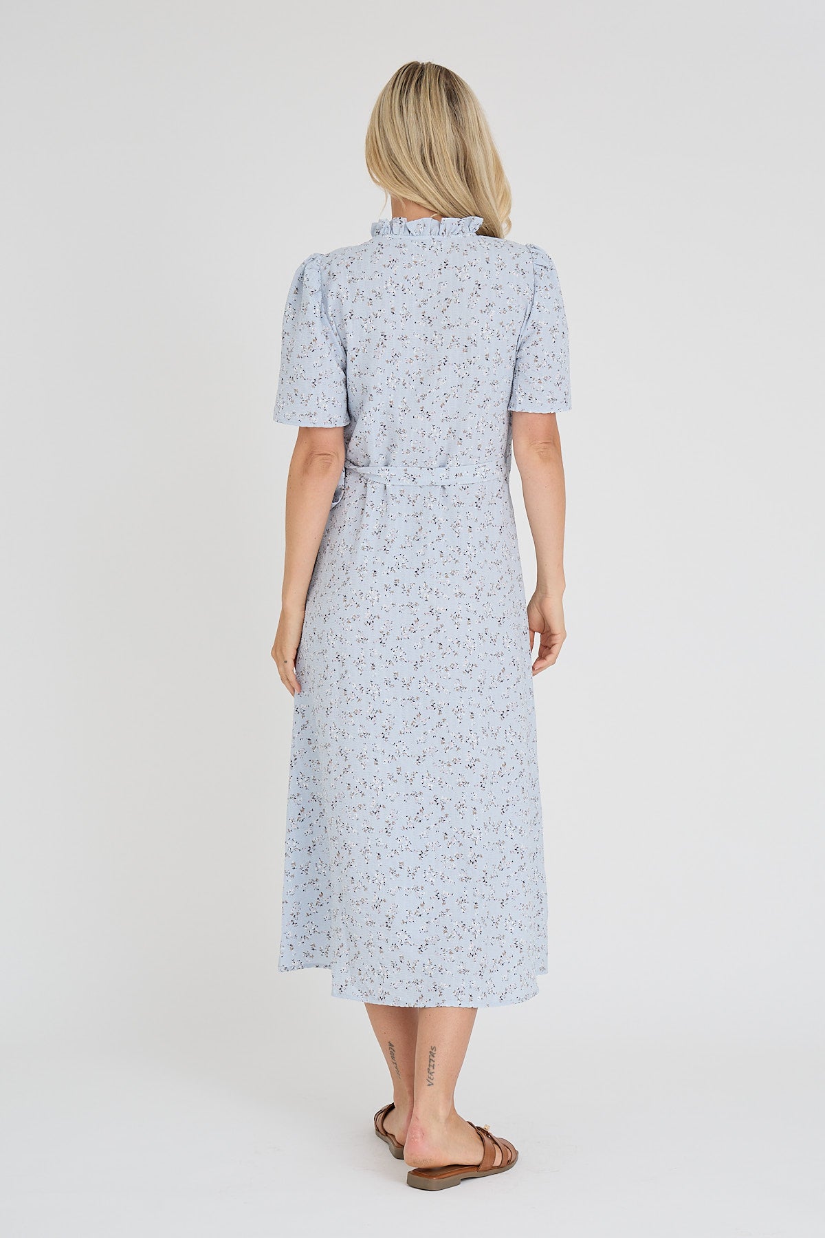 A-View - Kjoler - Peony Dress - Light Blue/Off White - Villoid