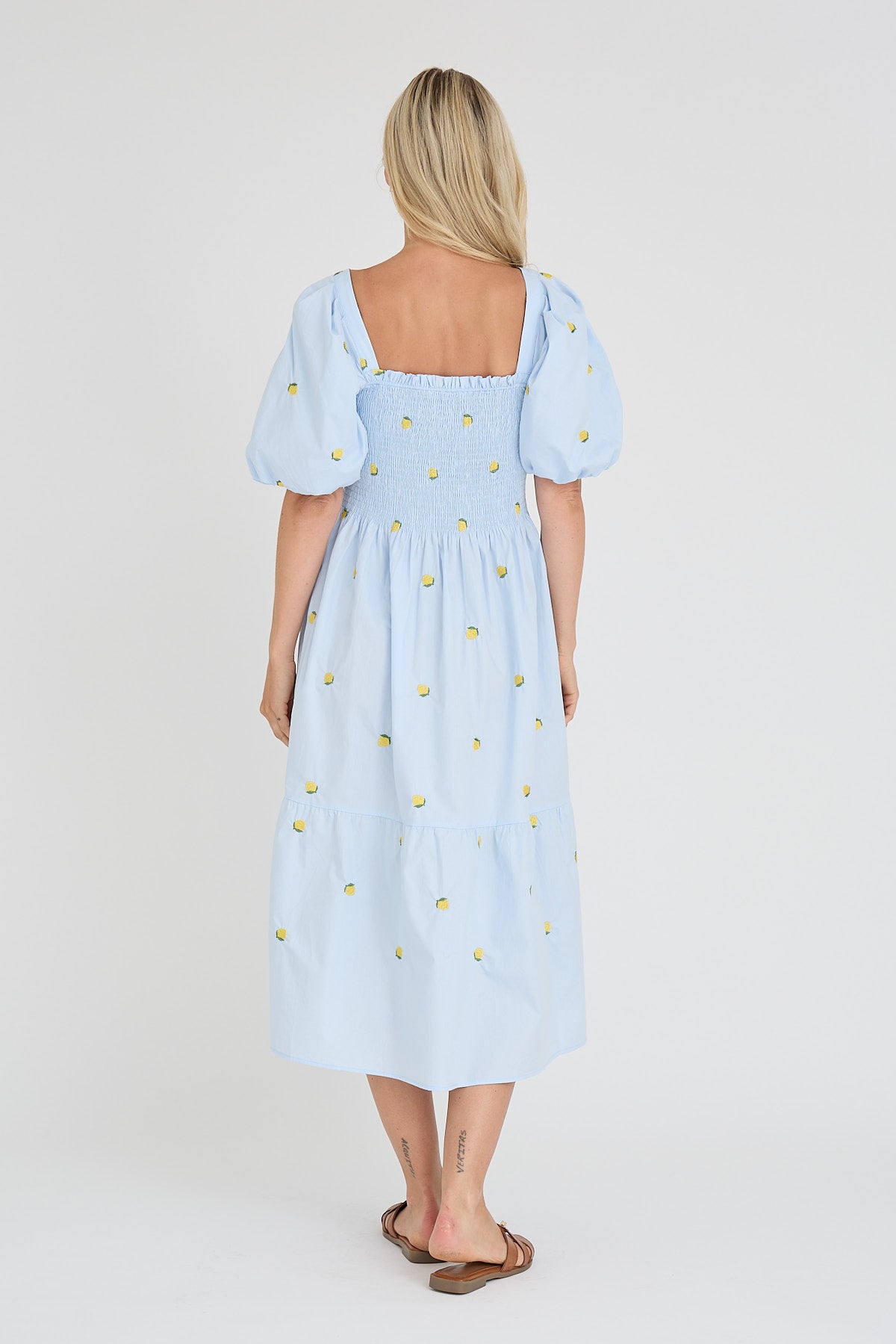 A-View - Kjoler - Cheri Fruit Dress - Light Blue/Yellow - Villoid
