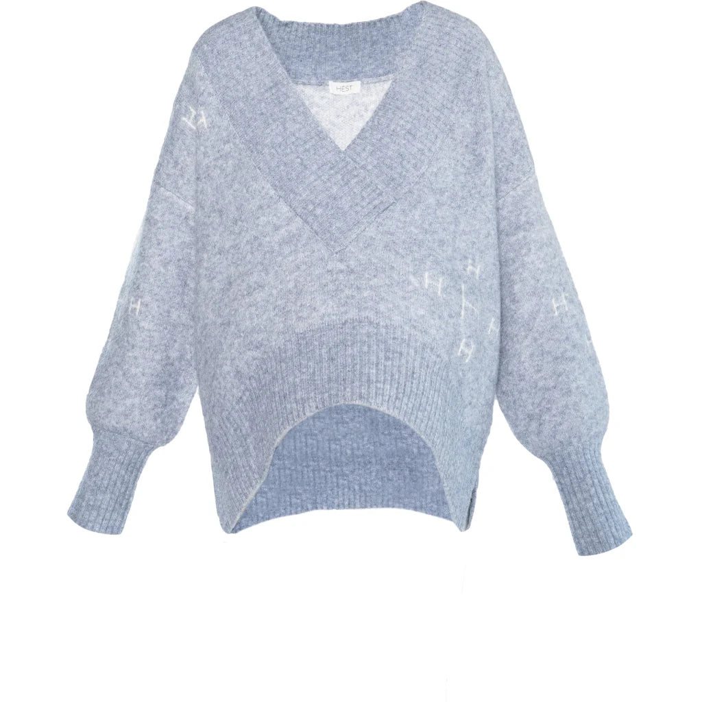 HÉST - Gensere - Fam V-Neck Sweater - Faded Denim - Villoid