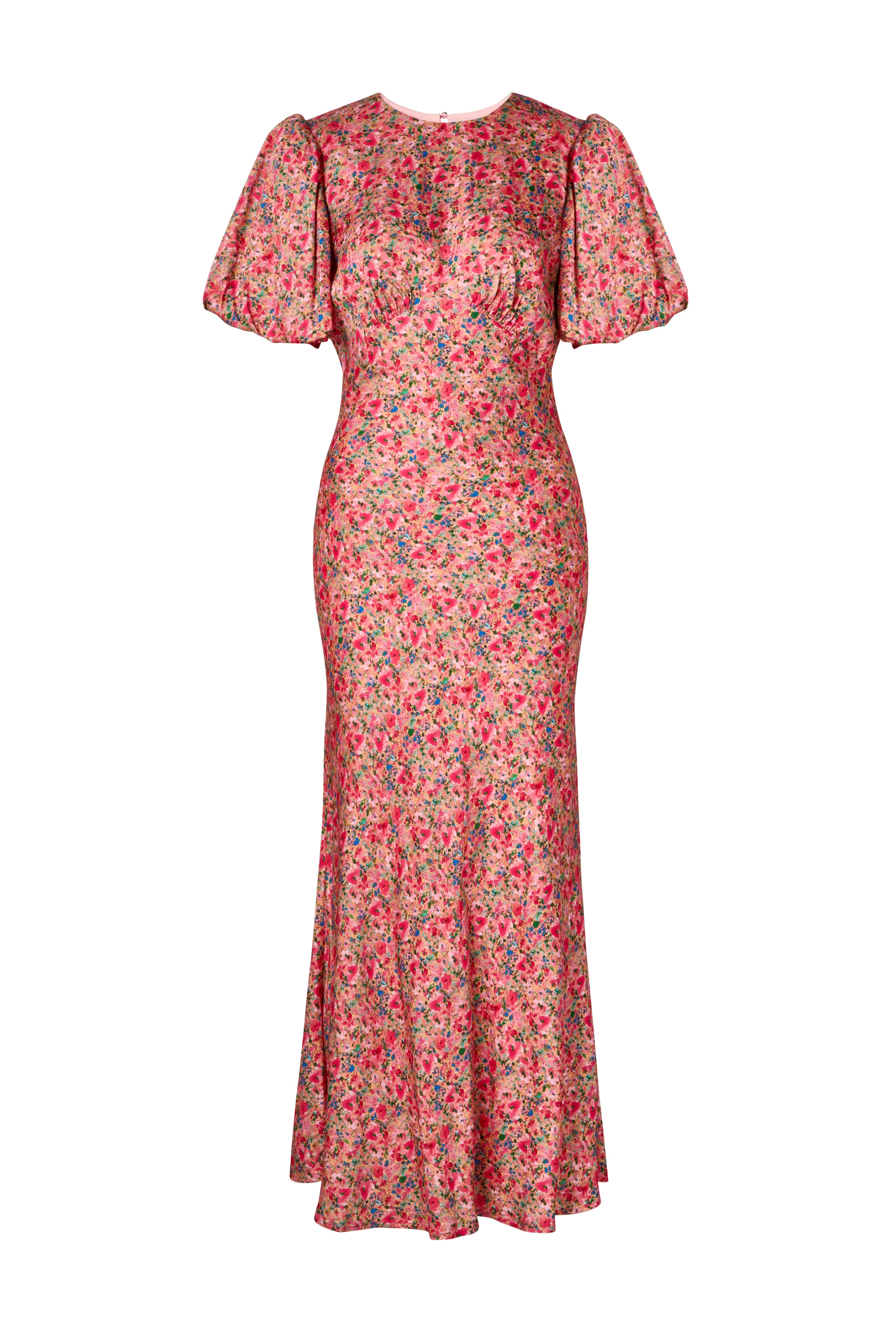MALINA - Kjoler - Freja Pouf Sleeve Maxi Dress - Pink Ditsy - Villoid