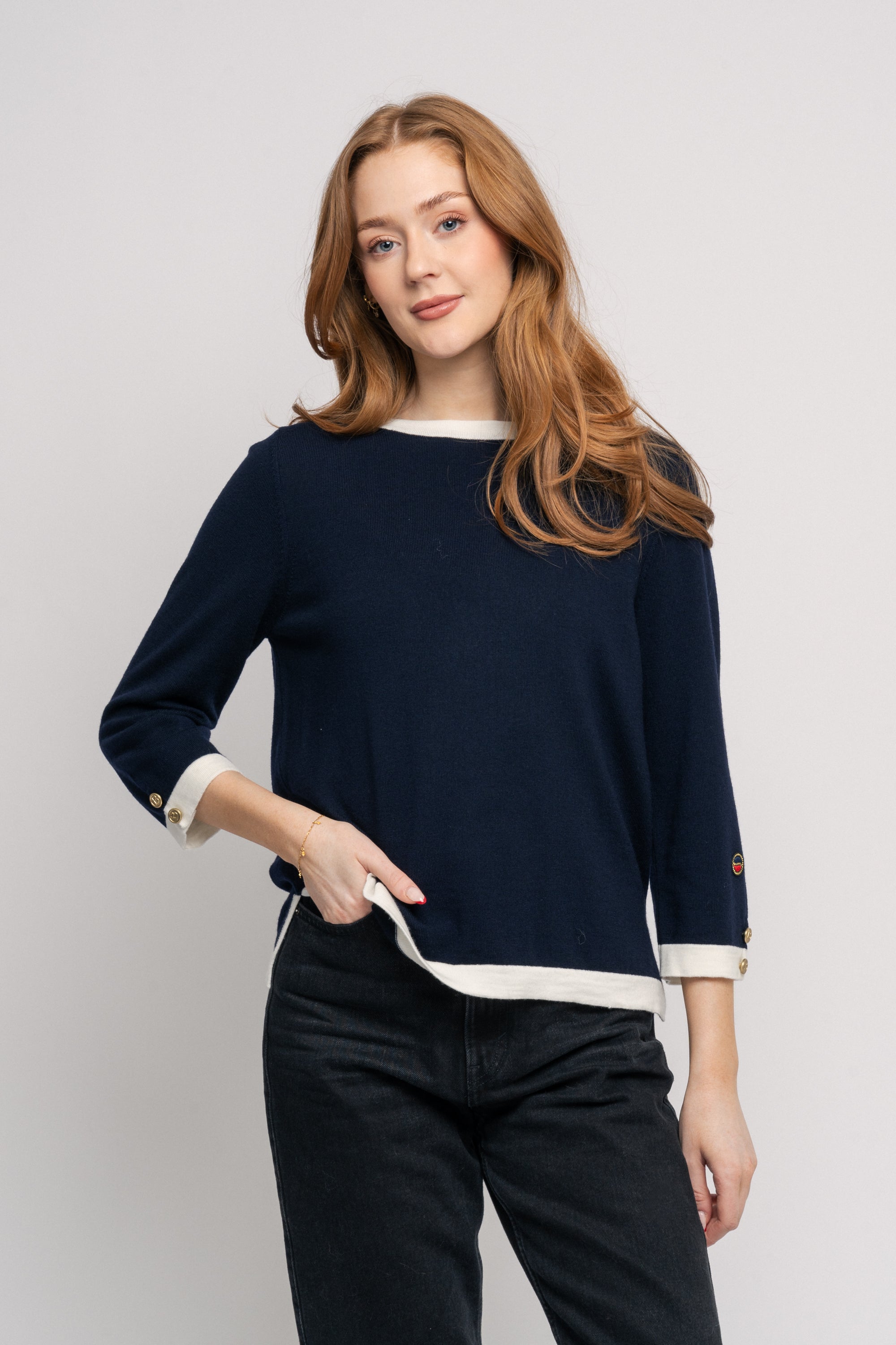 Helen Top - Marine/Ecru – VILLOID