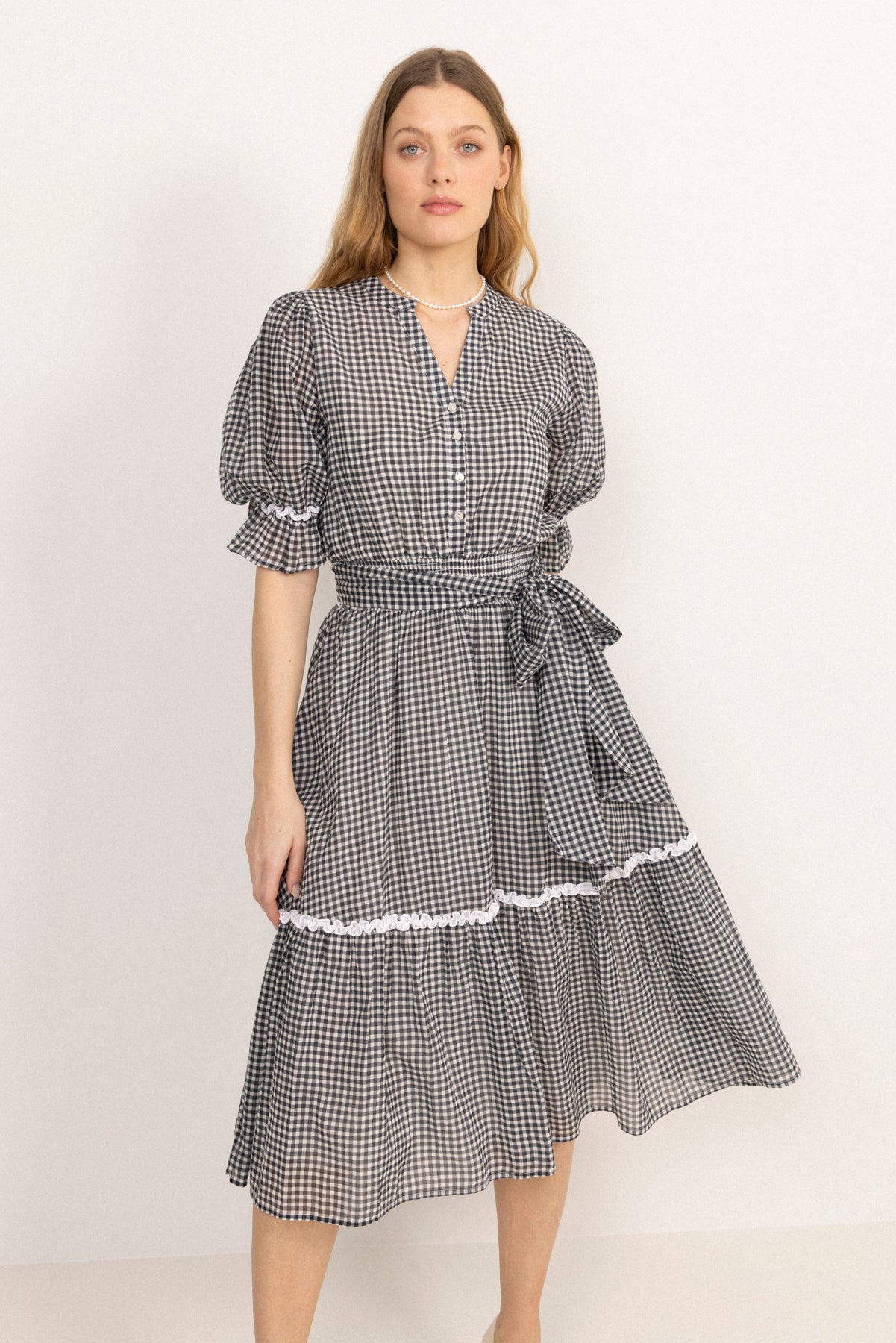 OSMINE af nor - Kjoler - Gertrude Gingham Dress - Black/White - Villoid