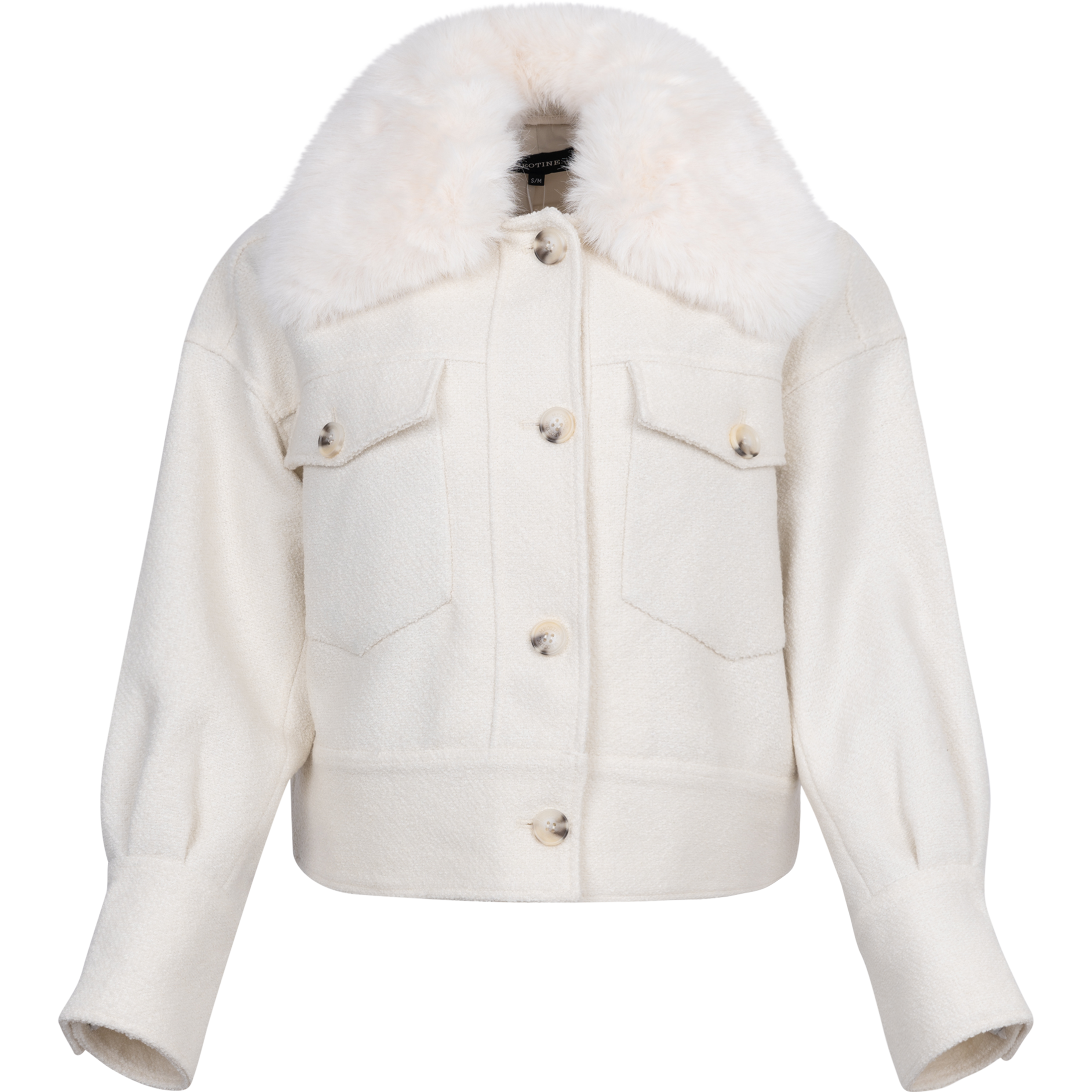Meotine - Jakker - Charlie Jacket Wool Boucle Light Faux Fur - Crème ...