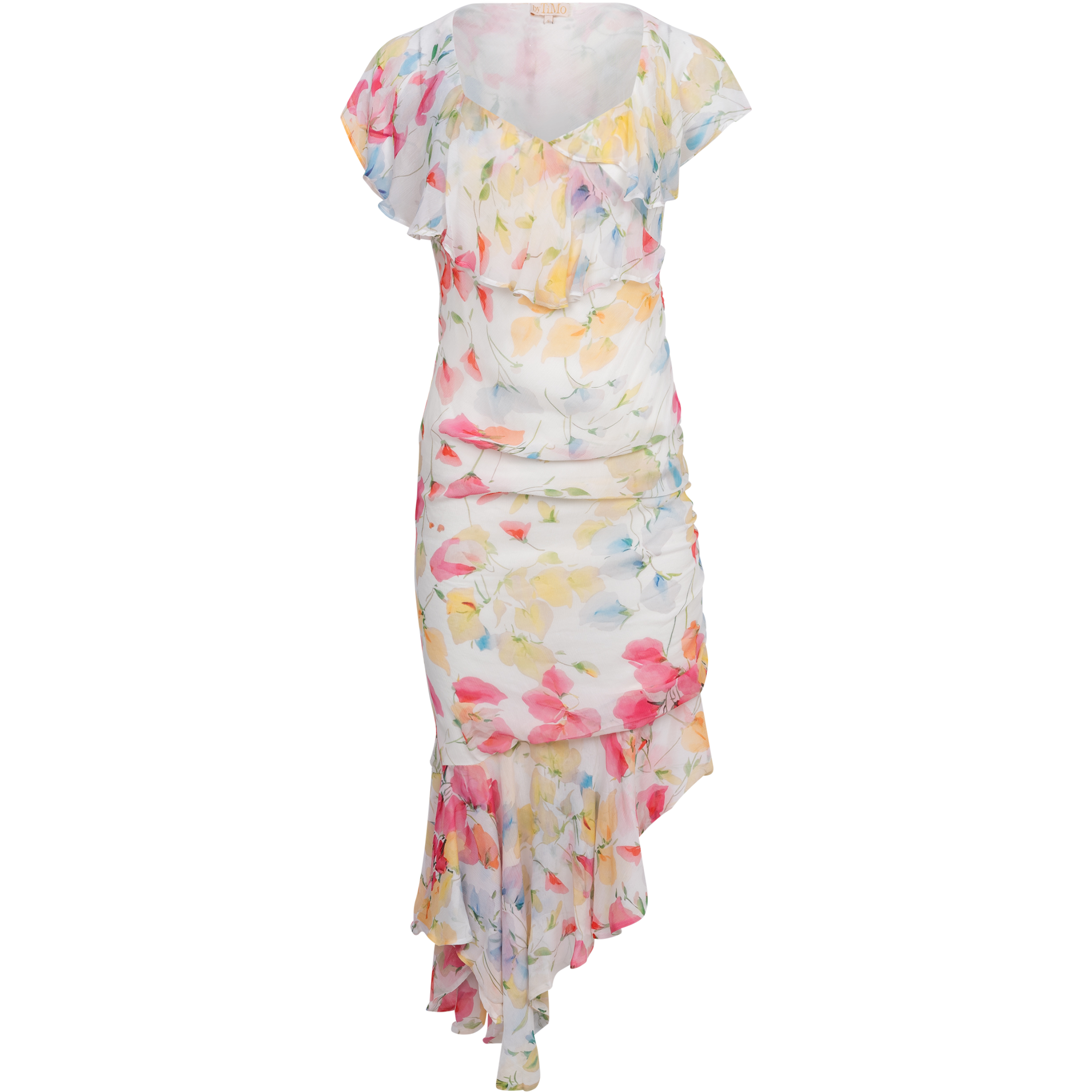 byTiMo - Kjoler - Chiffon Asymmetric Dress - Wildflowers - Villoid
