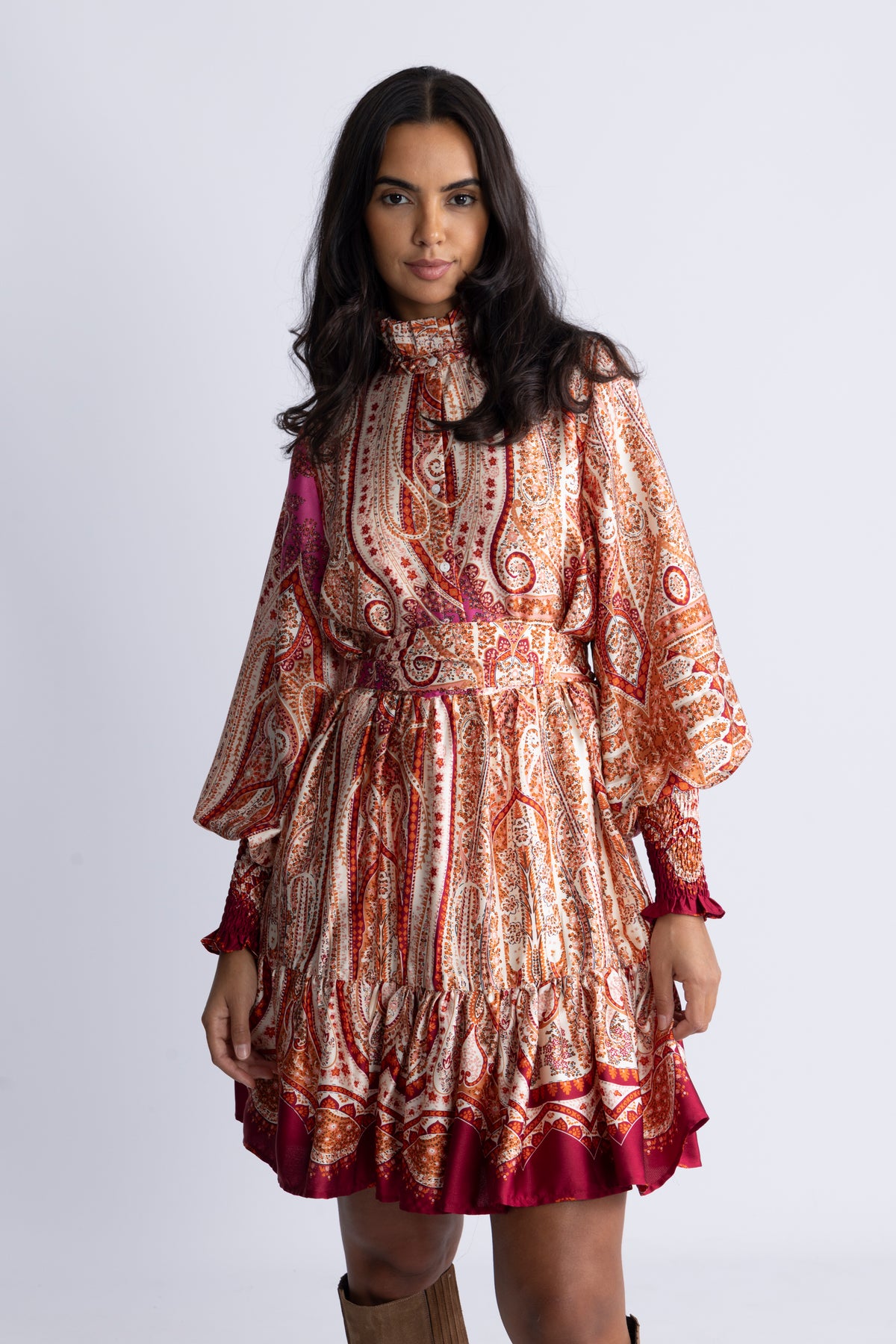 OSMINE af nor - Kjoler - Saga Wide Border Paisley Dress - Red Paisley ...