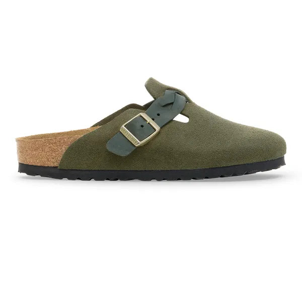 Birkenstock - Sko - Boston Braided Suede Leather Narrow - Thyme - Villoid