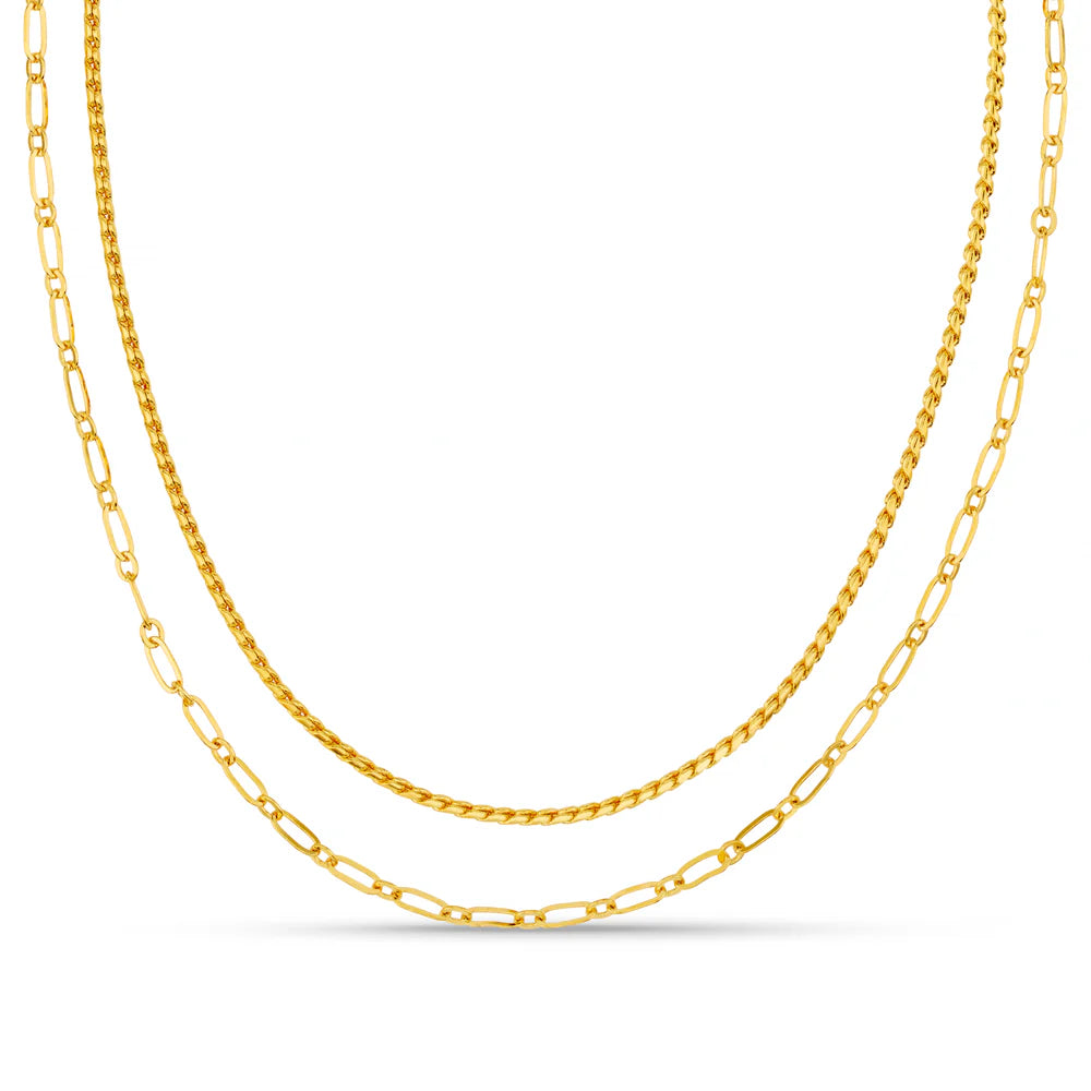 Orelia - Smykker - Open Link Chain 2-Row Necklace - Gold - Villoid