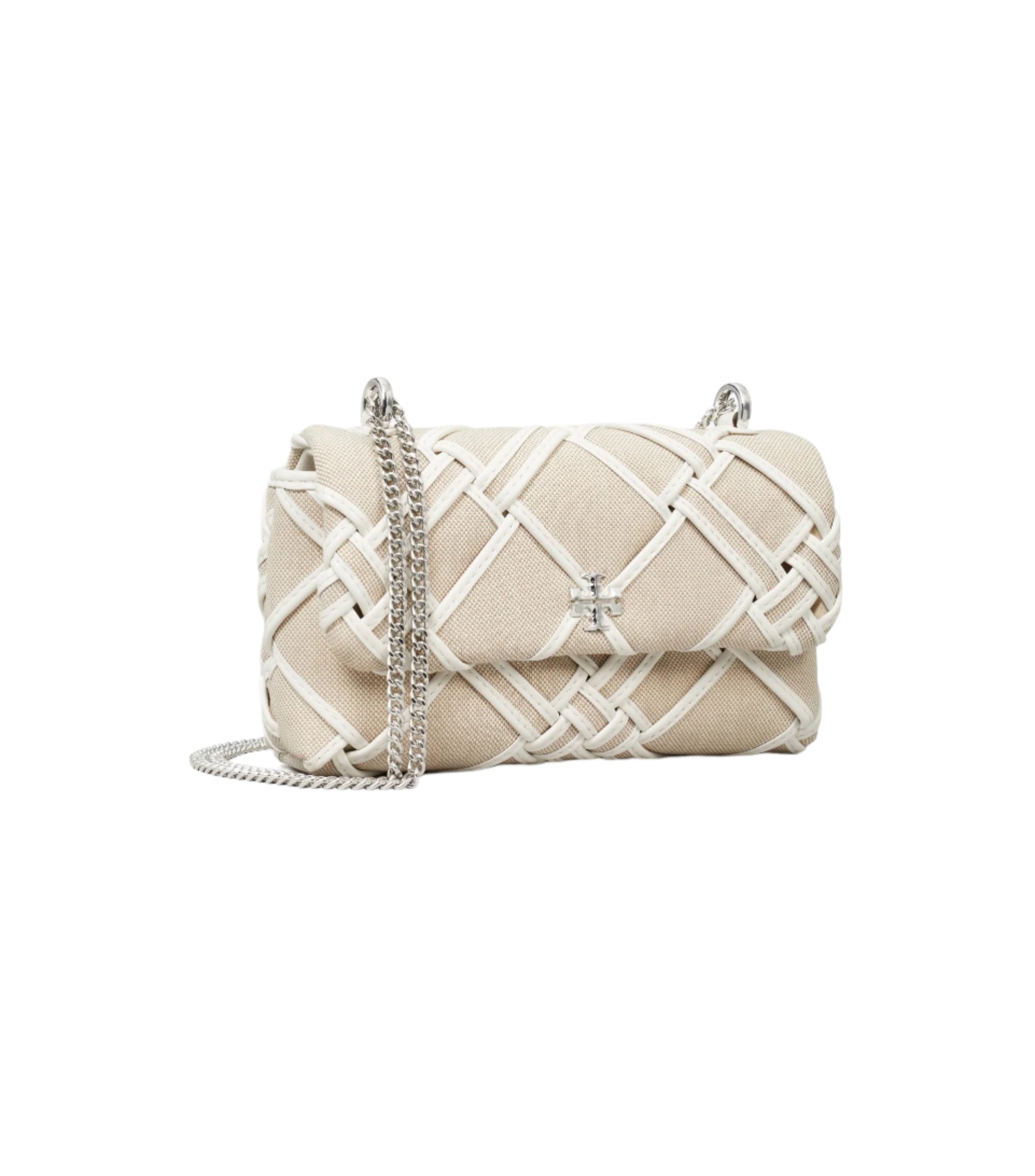 Tory Burch - Vesker - Kira Woven Canvas Mini Flap Bag - Natural / Blanc ...