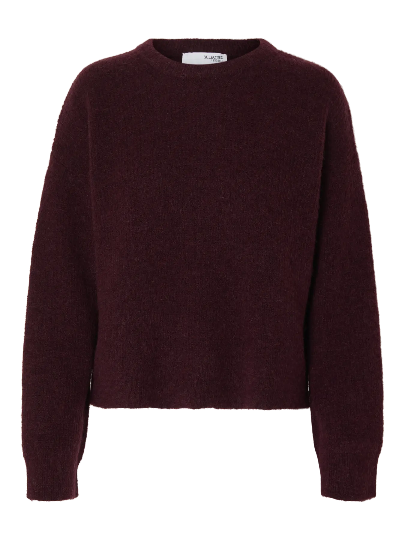 Selected Femme - Gensere - Sia Ras Ls Knit New O-Neck - Fig Melange ...