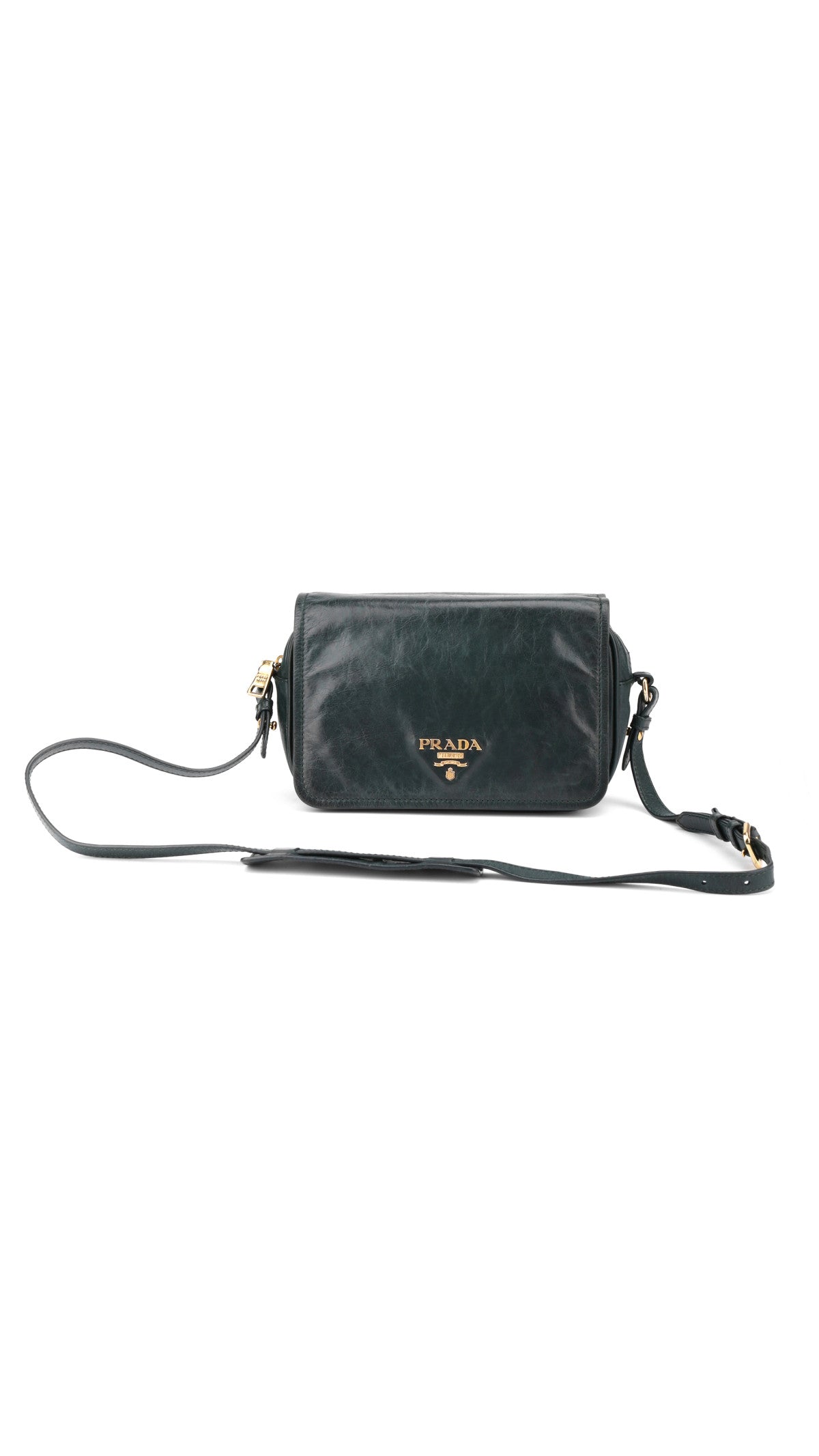 Prada Vintage - Vesker - Prada Logo Crossbody Bag - Dark Green - Villoid