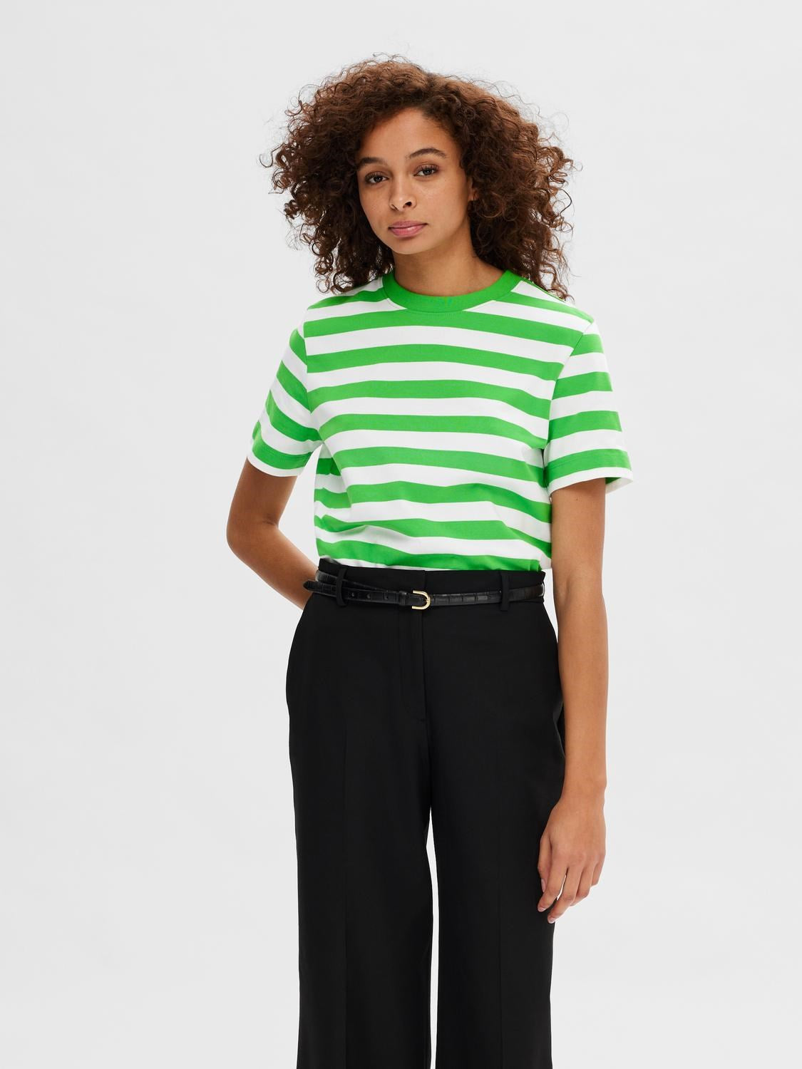 Essential Ss Striped Boxy Tee - Classic Green/Bright White – VILLOID