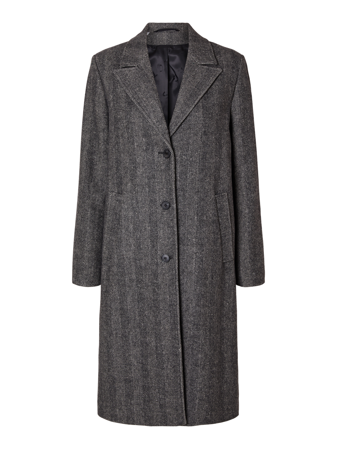 Selected Femme - Jakker - New Alma Wool Coat Herringbone - Black ...