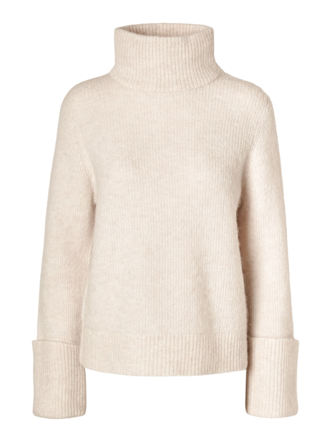 Selected Femme - Gensere - Sia Ras Ls Knit High Neck - Birch Melange ...