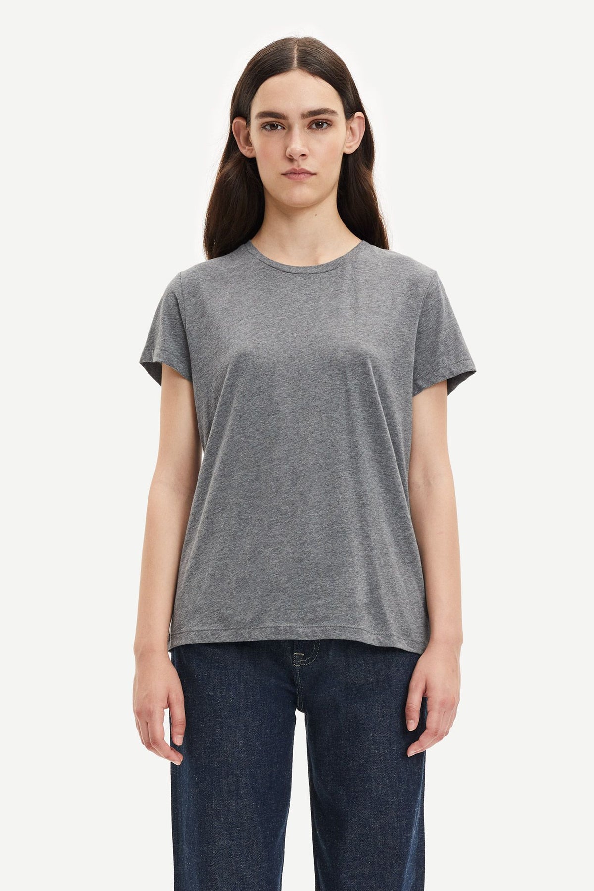 Samsøe Samsøe - T-skjorter & topper - Solly Tee Solid - Dark Grey Mel ...