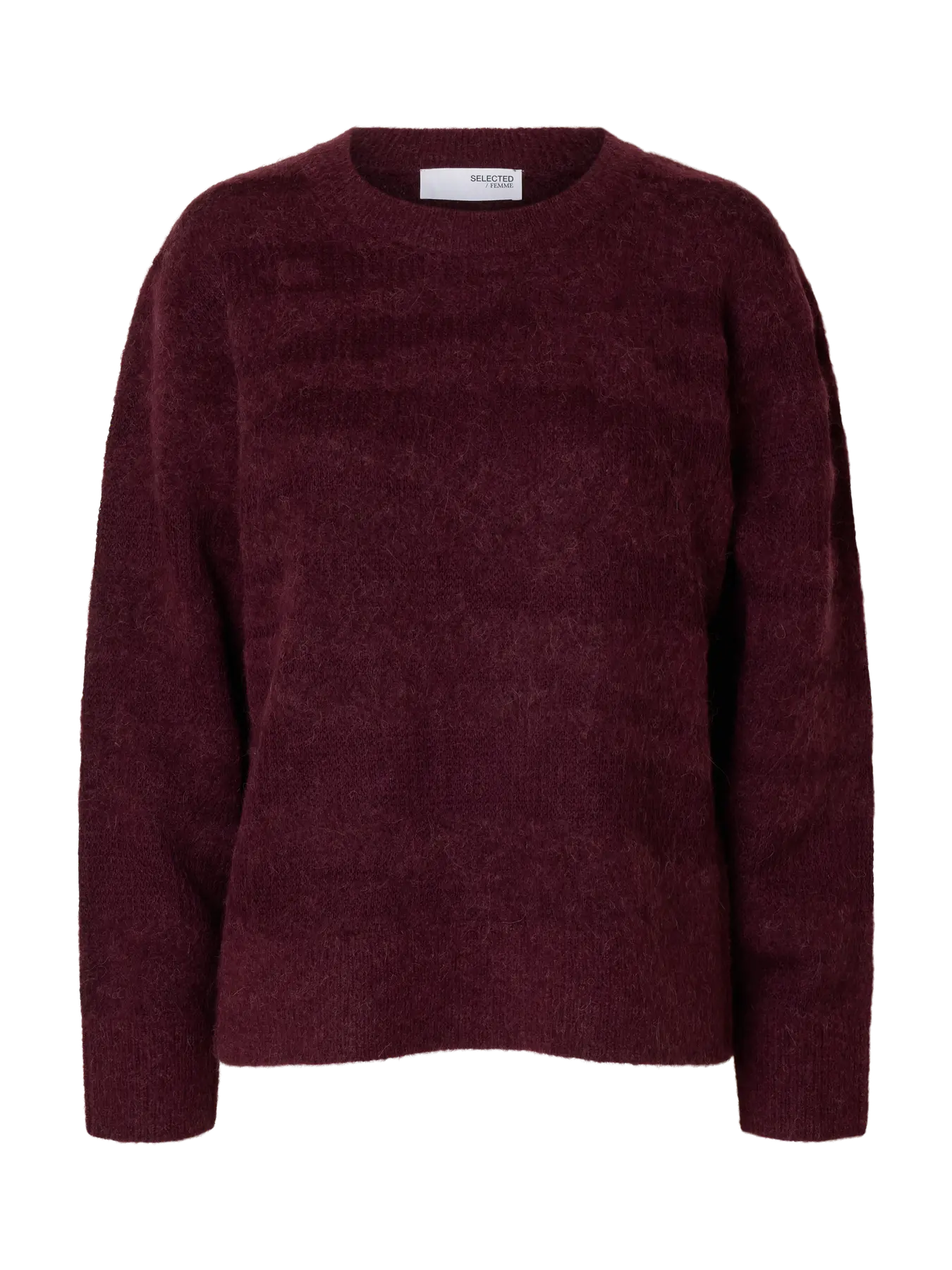 Selected Femme - Gensere - Billie Ls Knit O-Neck - Fig Tonal Fig - Villoid