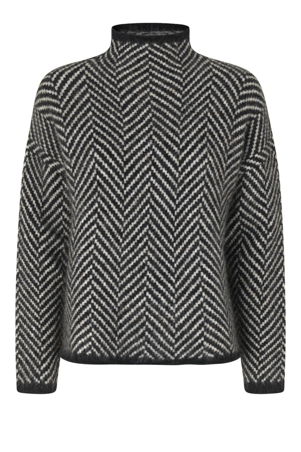 Second Female - Gensere - Herrin Knit New T-Neck - Black - Villoid