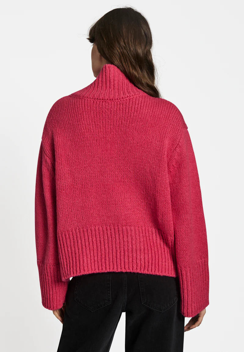 NORR - Gensere - Fuscia Knit Top - Bright Pink - Villoid