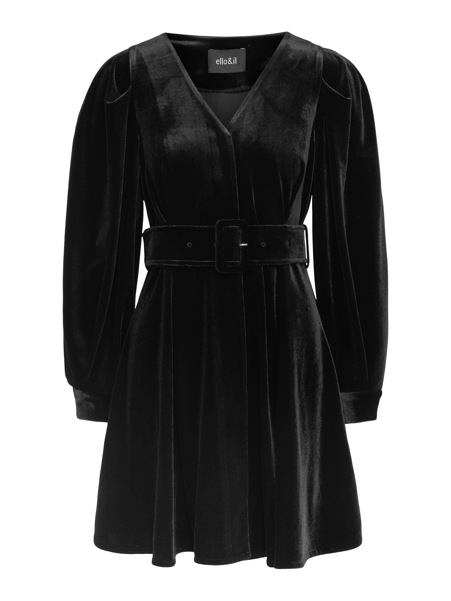 Ella & il - Kjoler - Hadley Velour Dress - Black - Villoid