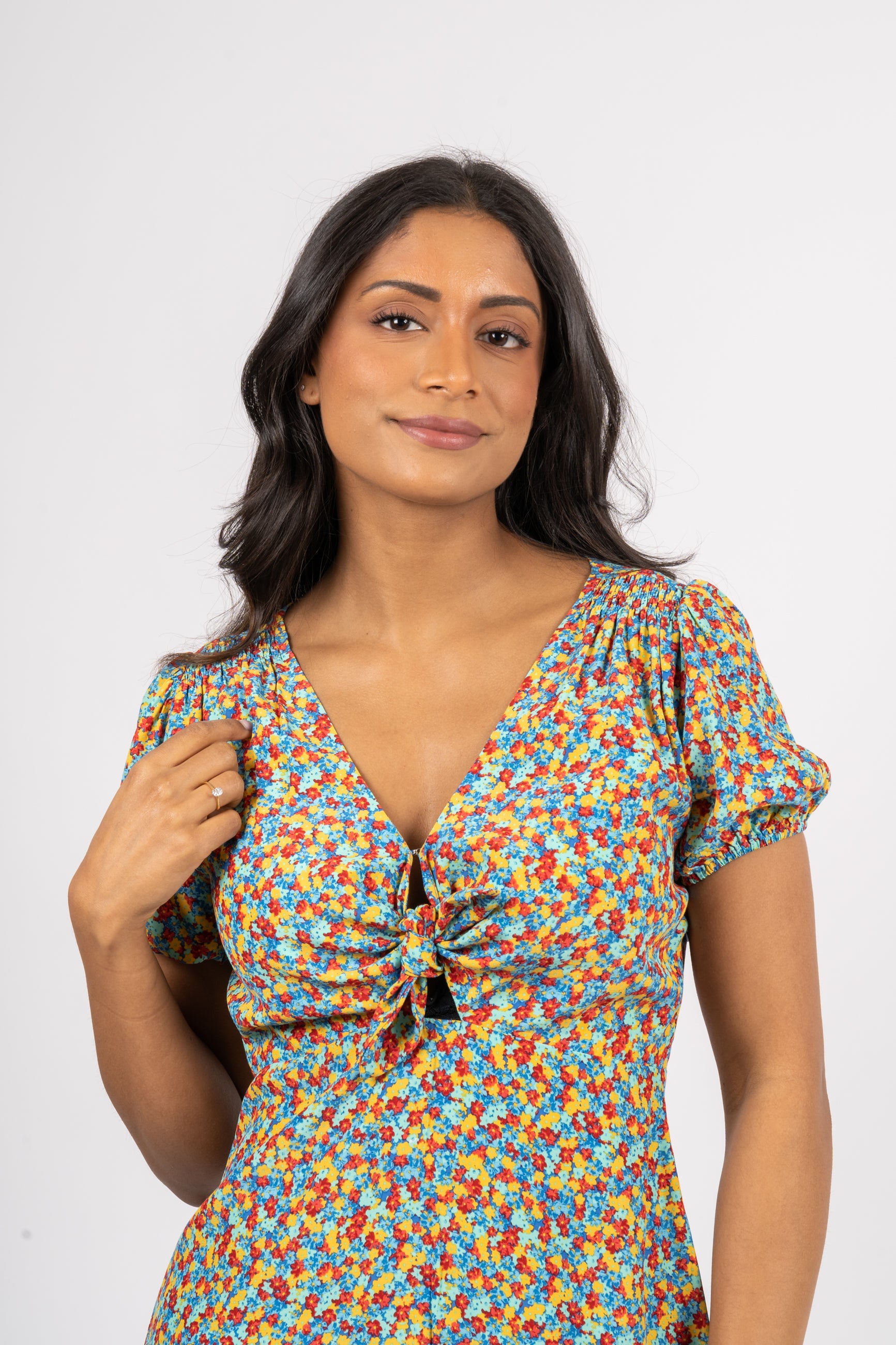 Louela Mini Dress - Mohina Floral Print-Blue – VILLOID