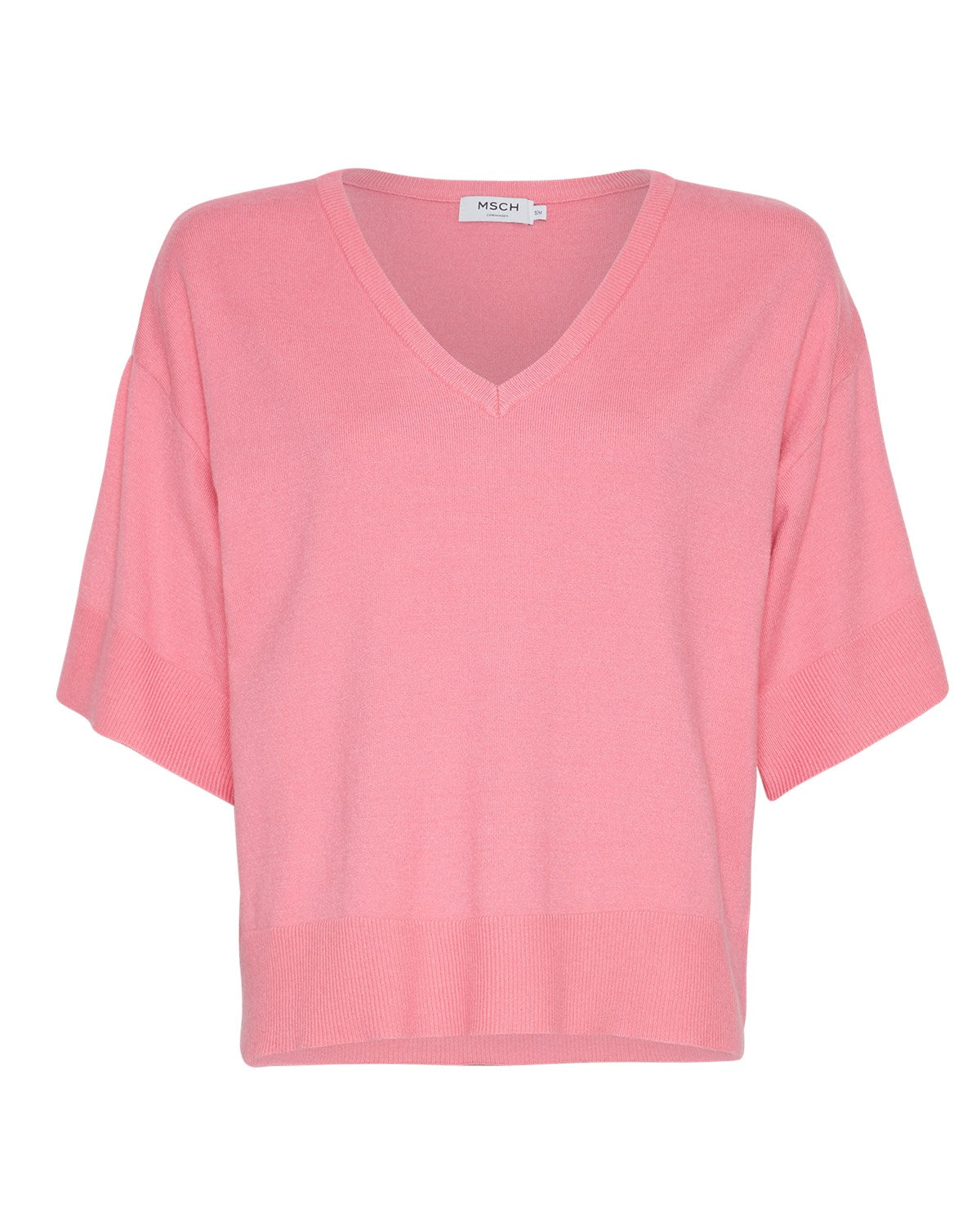 Moss Copenhagen - T-skjorter & topper - Eslina Rachelle 2/4 V Neck Pullover - Aurora Pink - Villoid