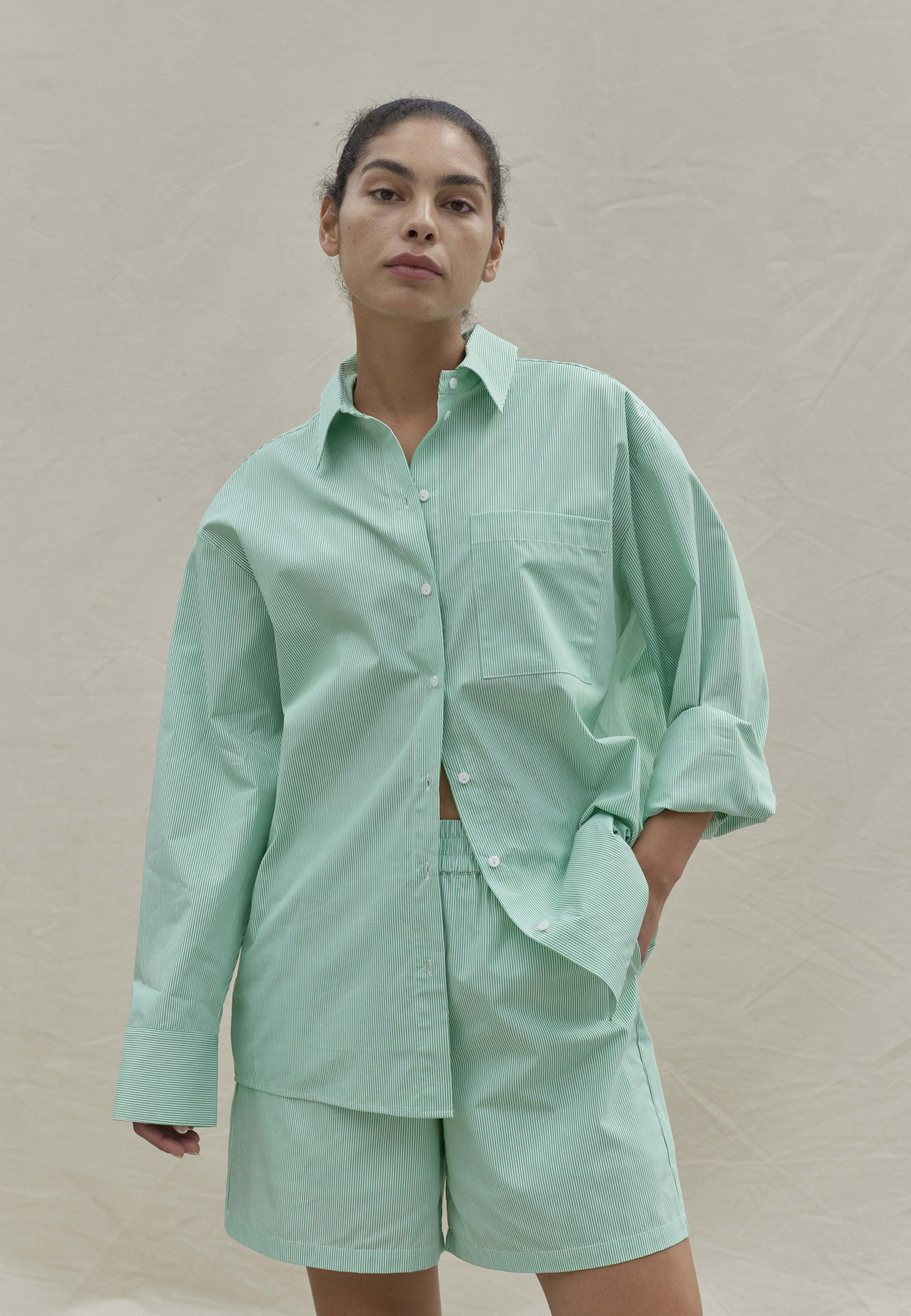 Henriette Shirt Ltd Green Stripe VILLOID henriette-shirt-ltd-green-stripe-villoid